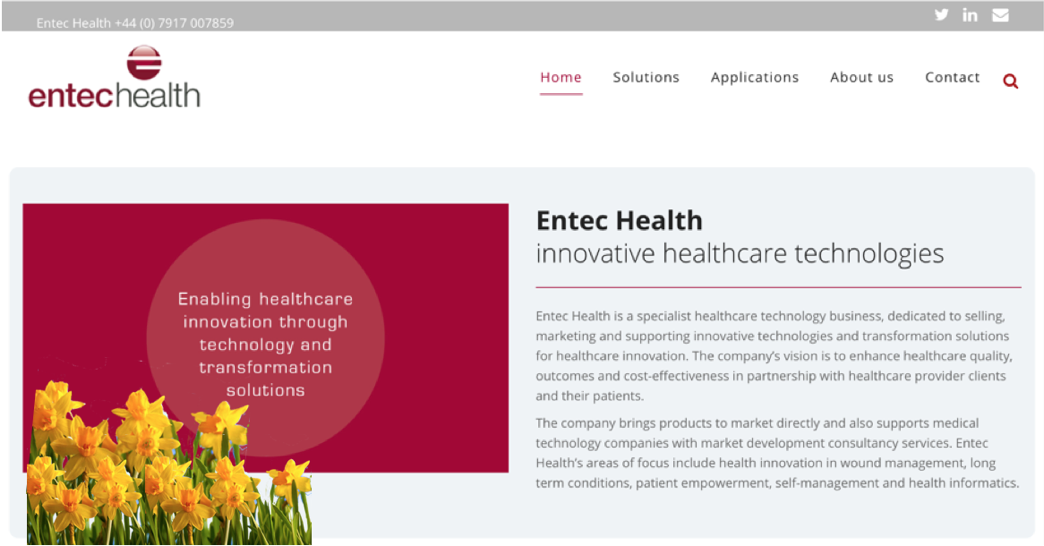 Entec Health wound tech website has a Spring makeover